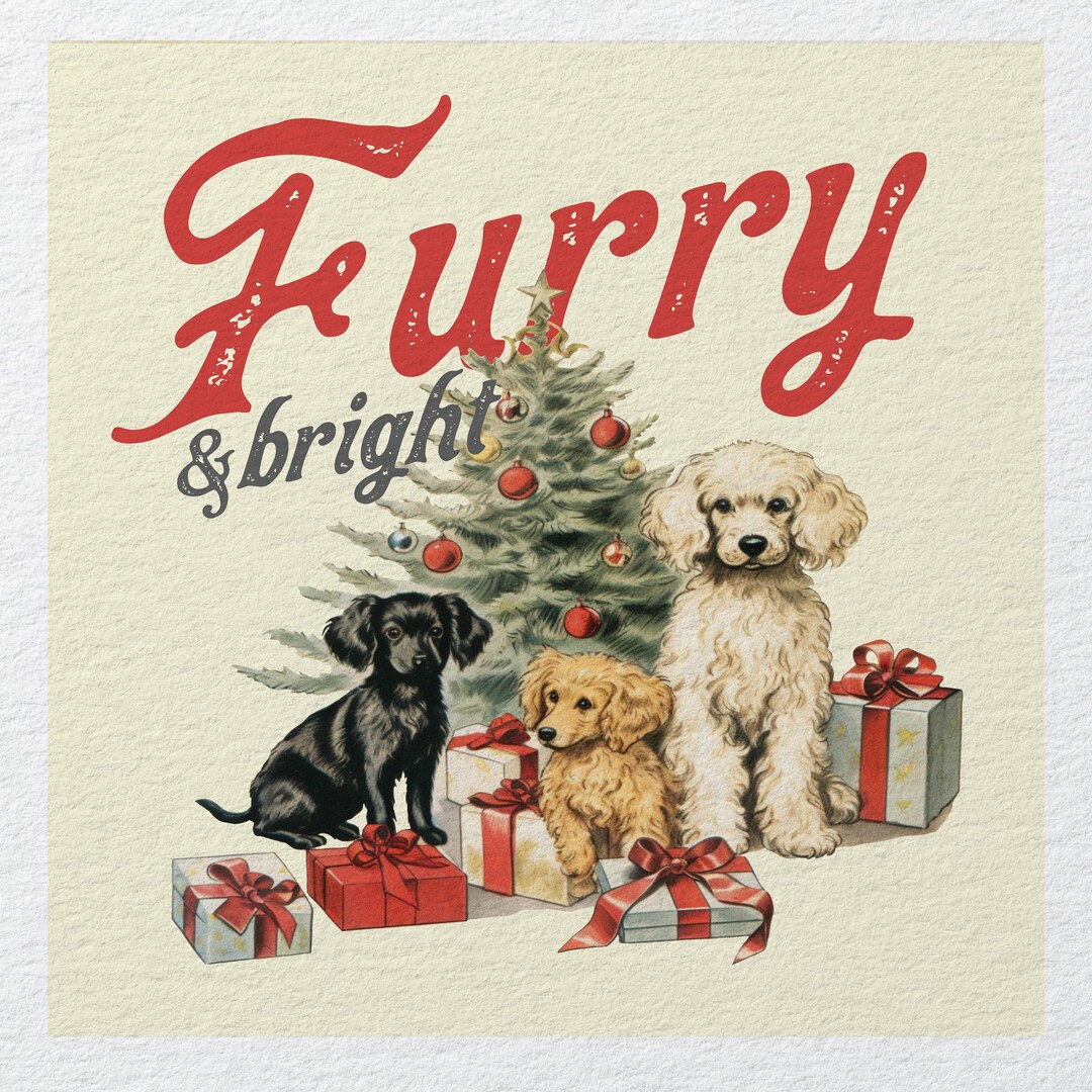 Furry and Bright Christmas Dogs - Fabric Panels Cushion Panels Velvet ...