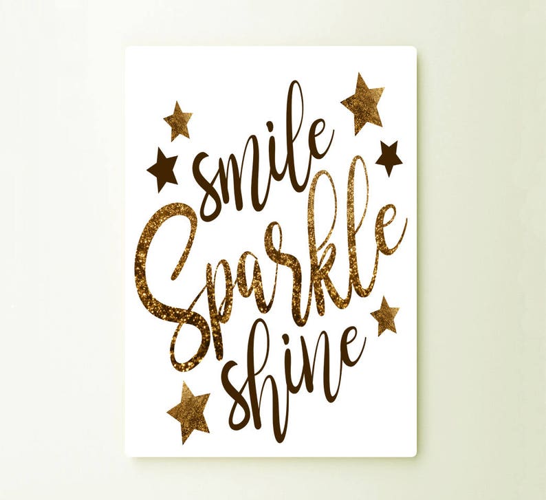 Metal Sign Smile Sparkle Shine - Art Typograhy Inspirational Quote Wall ...