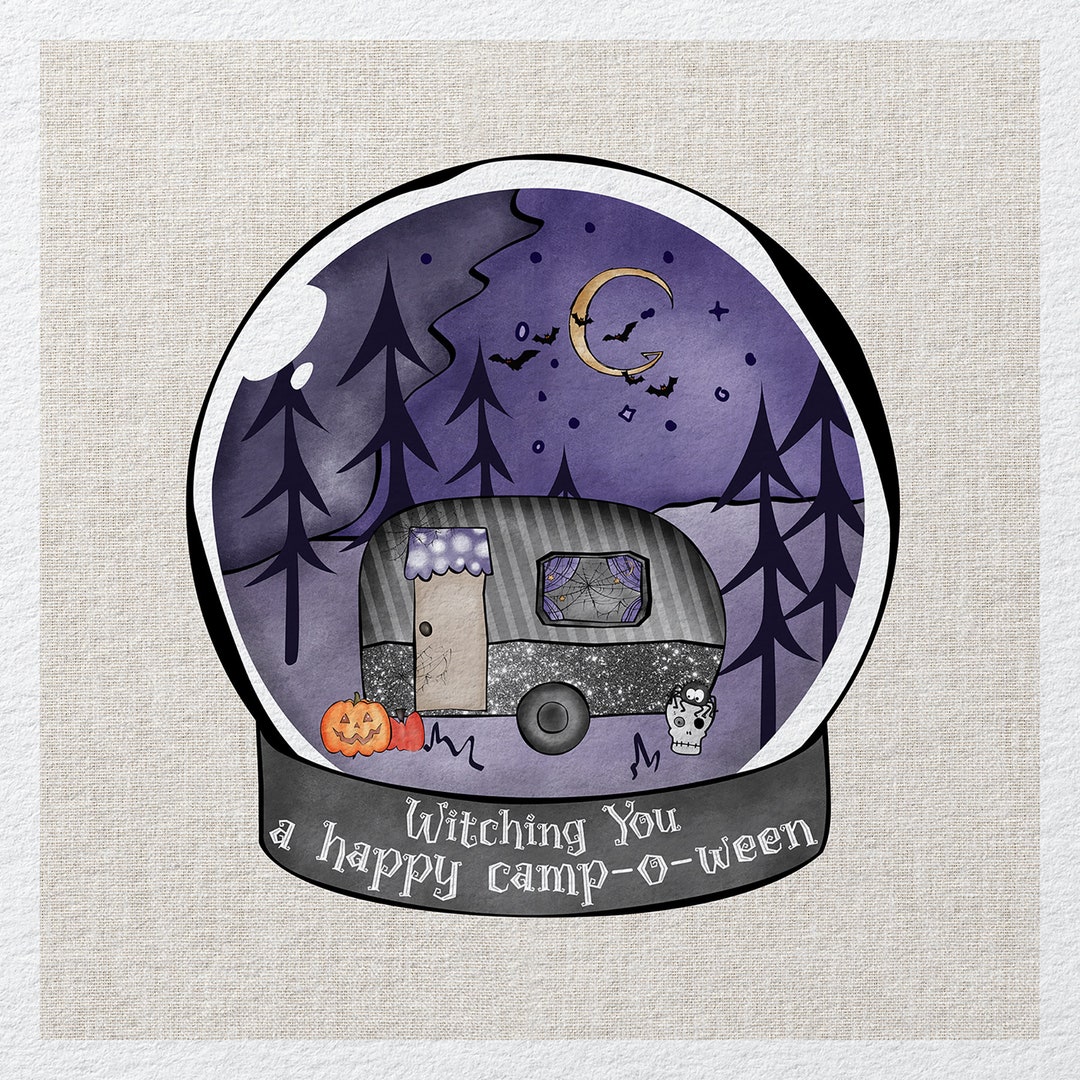 Witching You A Happy Camp O Ween Globe Halloween Caravan - Fabric ...