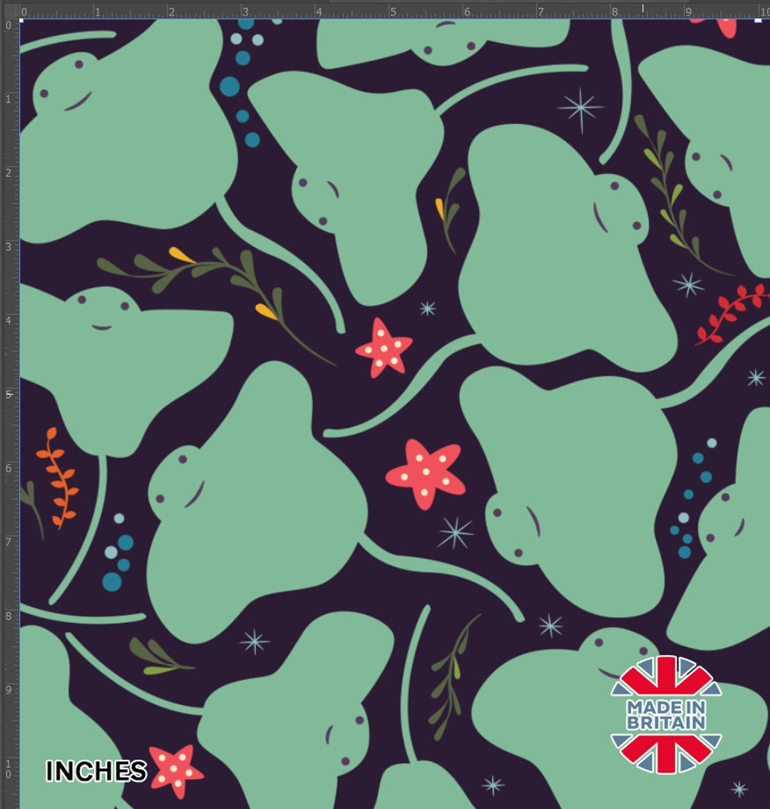 Stingray Ocean Sea Under Sea Starfish Pattern - Fabric Yard Fat Quarter ...