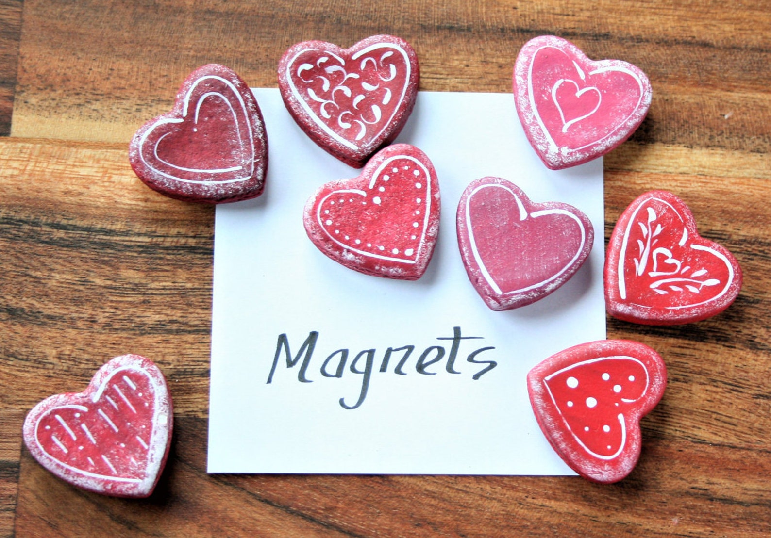 Heart Magnets Set of 5 Made From Salt Dough Fridge Magnets | Etsy