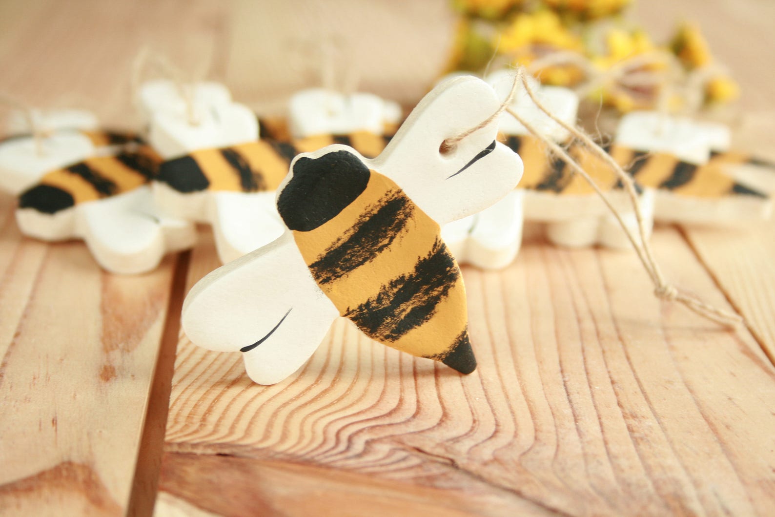 Salt Dough Bumble Bee Hanging Ornament, Tree Decorations, Party Favors ...