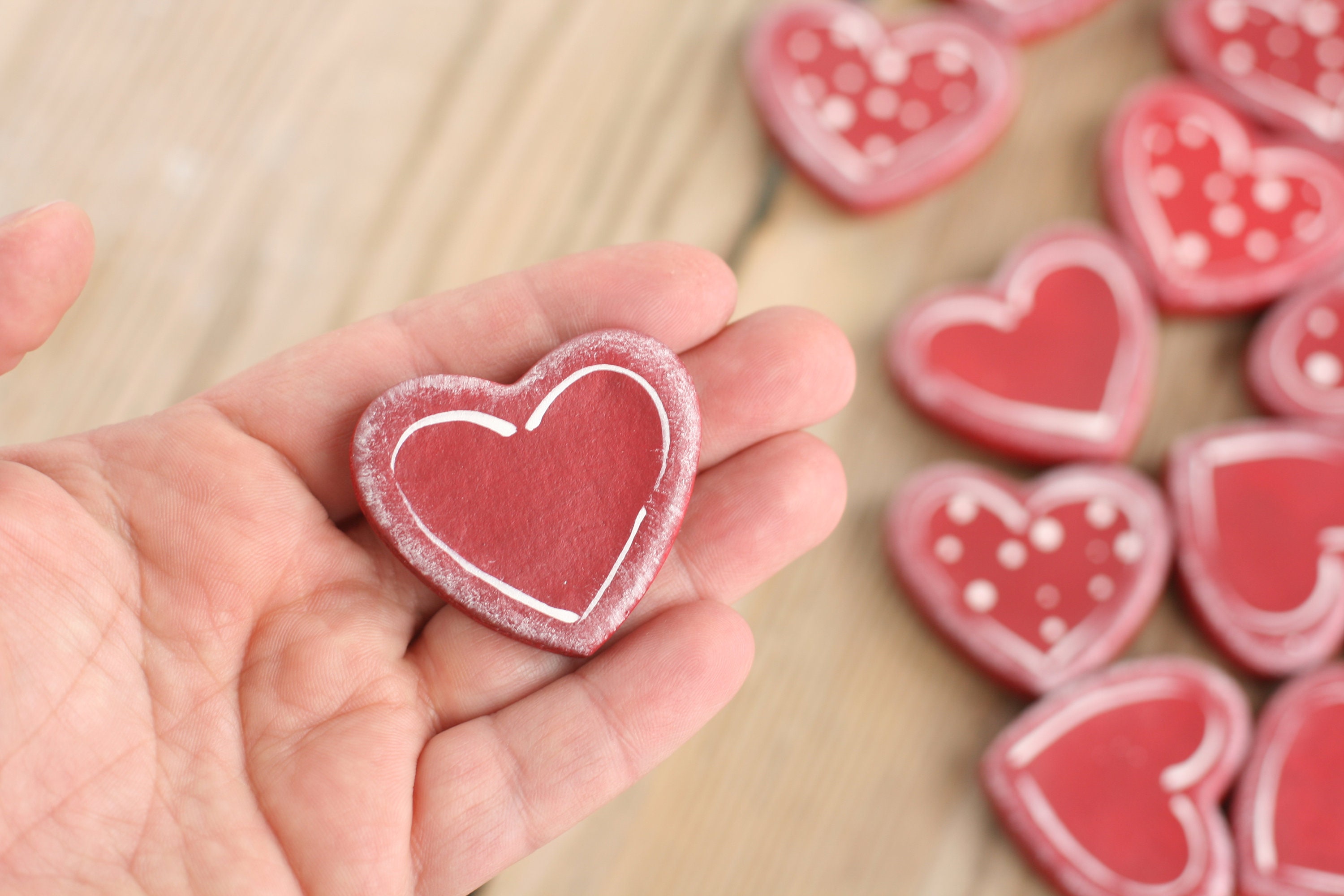 Heart Magnets Set of 2 Made From Salt Dough Fridge Magnets | Etsy