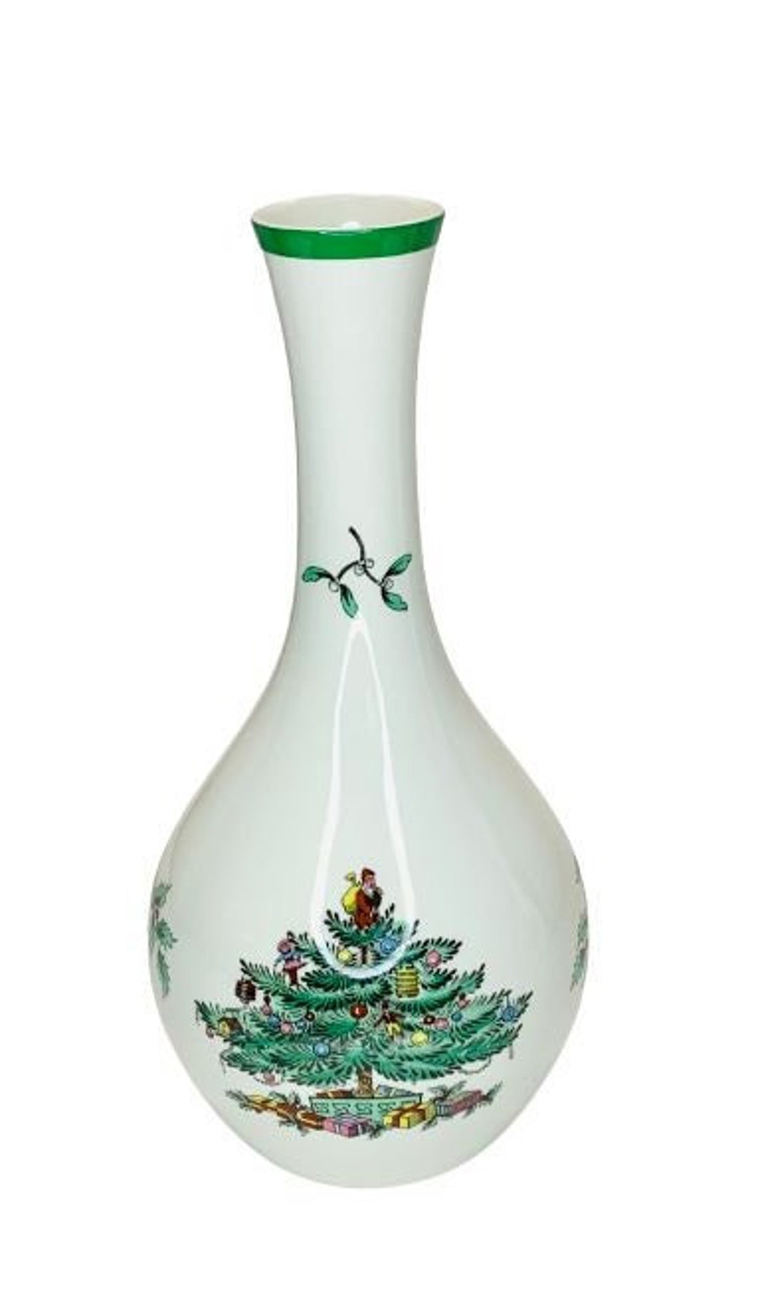 Vintage SPODE Christmas Tree Bud Vase S3324 Santa Holly Tree Made in ...