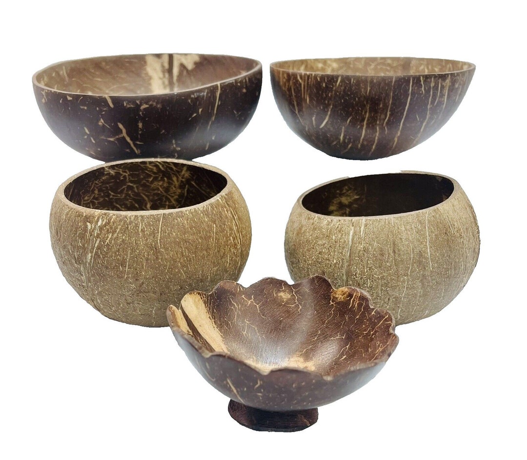 VINTAGE Natural Coconut Shell Bowls Hawaiian Tiki Coastal Polynesian ...