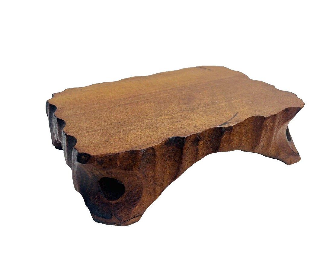 Vintage PIER 1 Carved Wood Riser Display Stand MCM Mid Century Modern ...