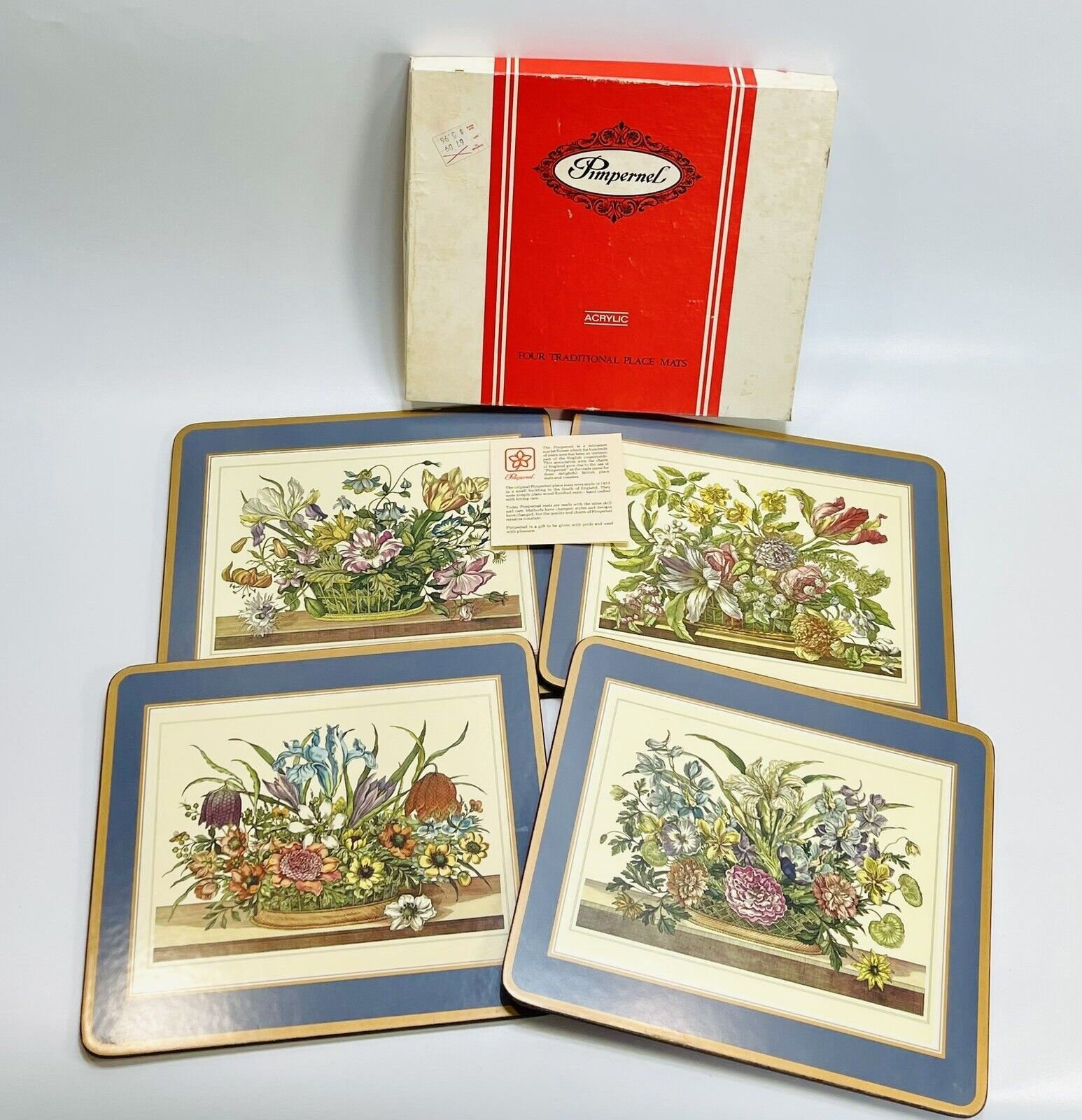 VINTAGE Pimpernel Floral Array Cork Backed Acrylic Placemats / Small ...