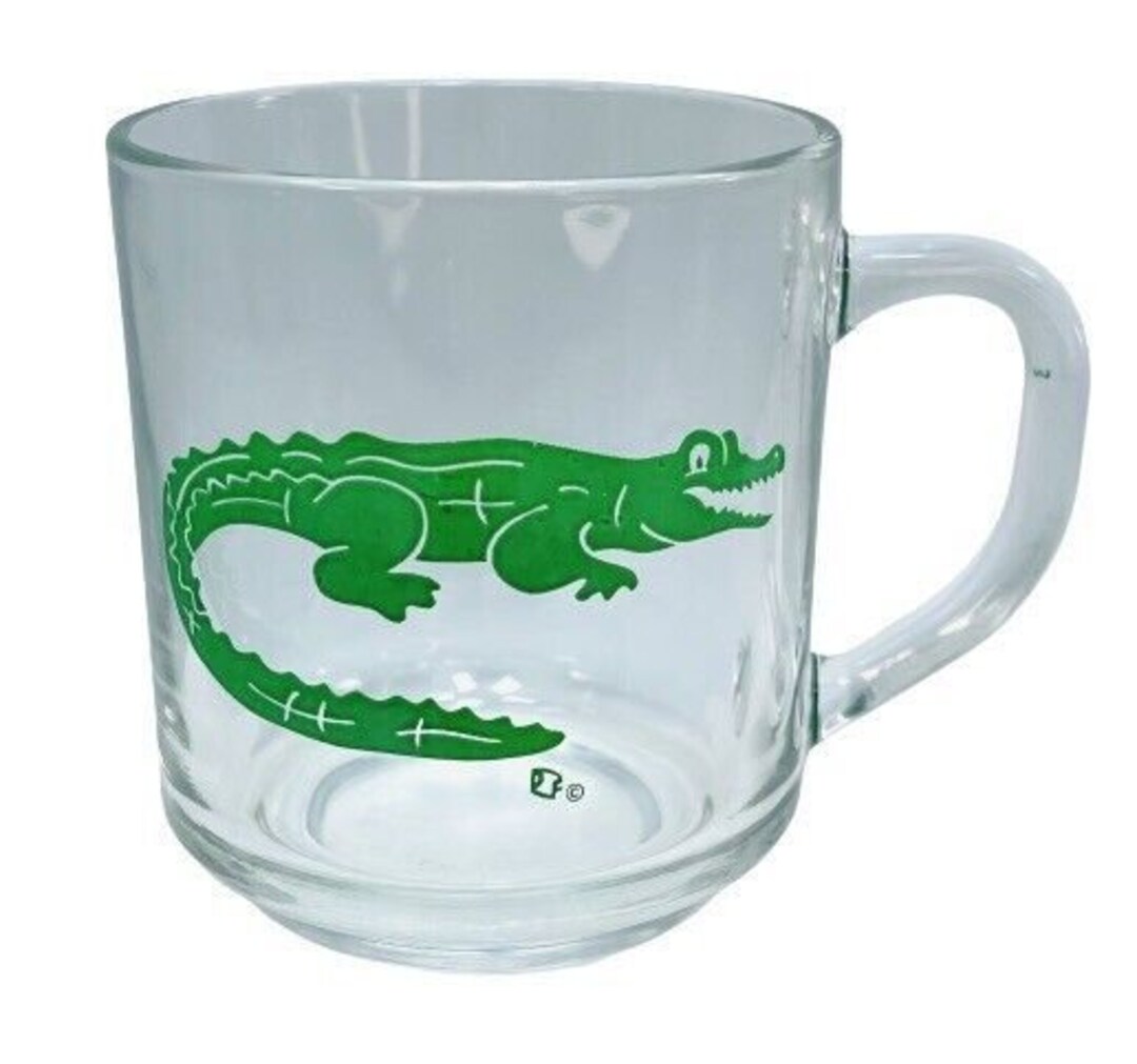Vintage FRANCE Clear Glass Green Alligator Mug Cup / Anthropomorphic ...