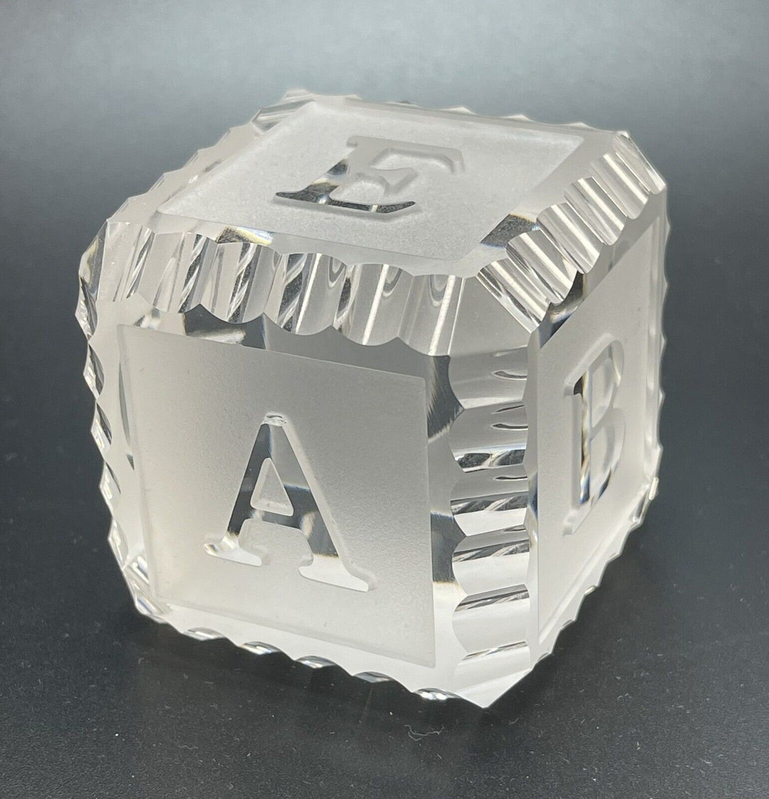 WATERFORD Crystal Alphabet Abcs Baby Block Cube Paperweight Signed ...