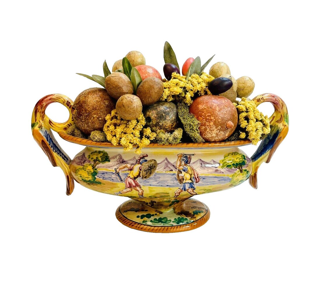 Vintage Paul's Italy Pottery Centerpiece Bowl Hand Painted Italian ...