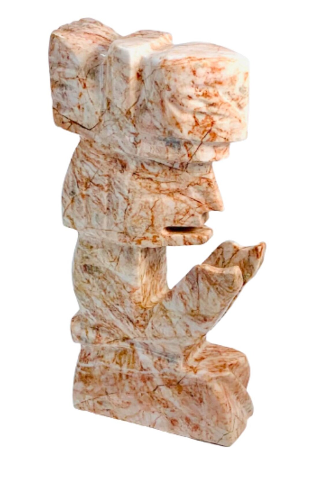 VINTAGE Carved Marble Aztec Mayan Figurine Sculpture Statue Stone King ...