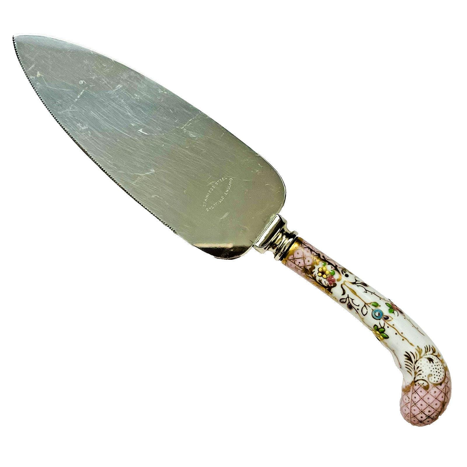 Sheffield Cake Server With Porcelain Handle - Etsy Sheffield Cake Server With Porcelain Handle - Etsy