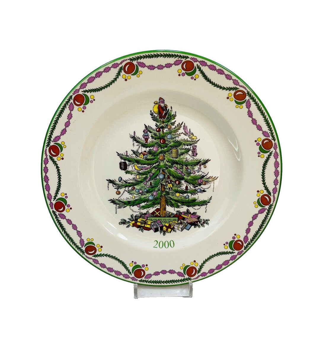 SPODE Christmas Tree Year 2000 Collector Plate 7.75" Dish With Garland ...