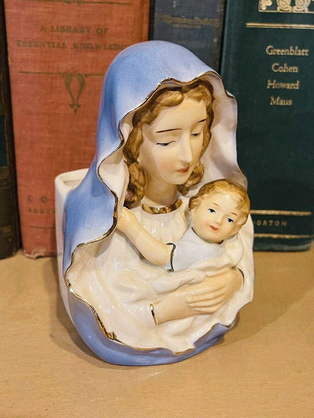 Vintage ARDCO Madonna Mother Mary & Child Baby Jesus Planter; Hand ...
