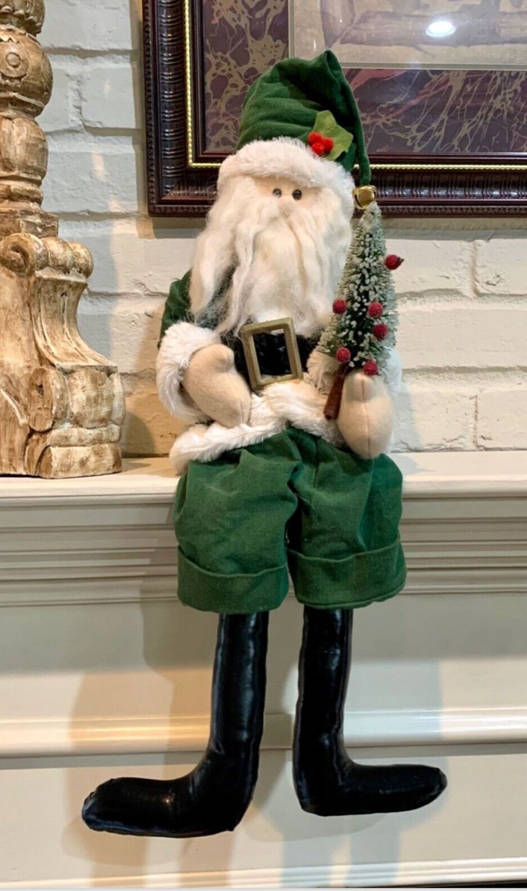 Vintage Santa Shelf Sitter Figure LARGE Plush Doll Christmas Decor EARL ...