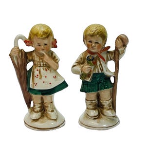 Vintage Antique German Ceramic Figurines Boy Shepherd & Girl Holding ...