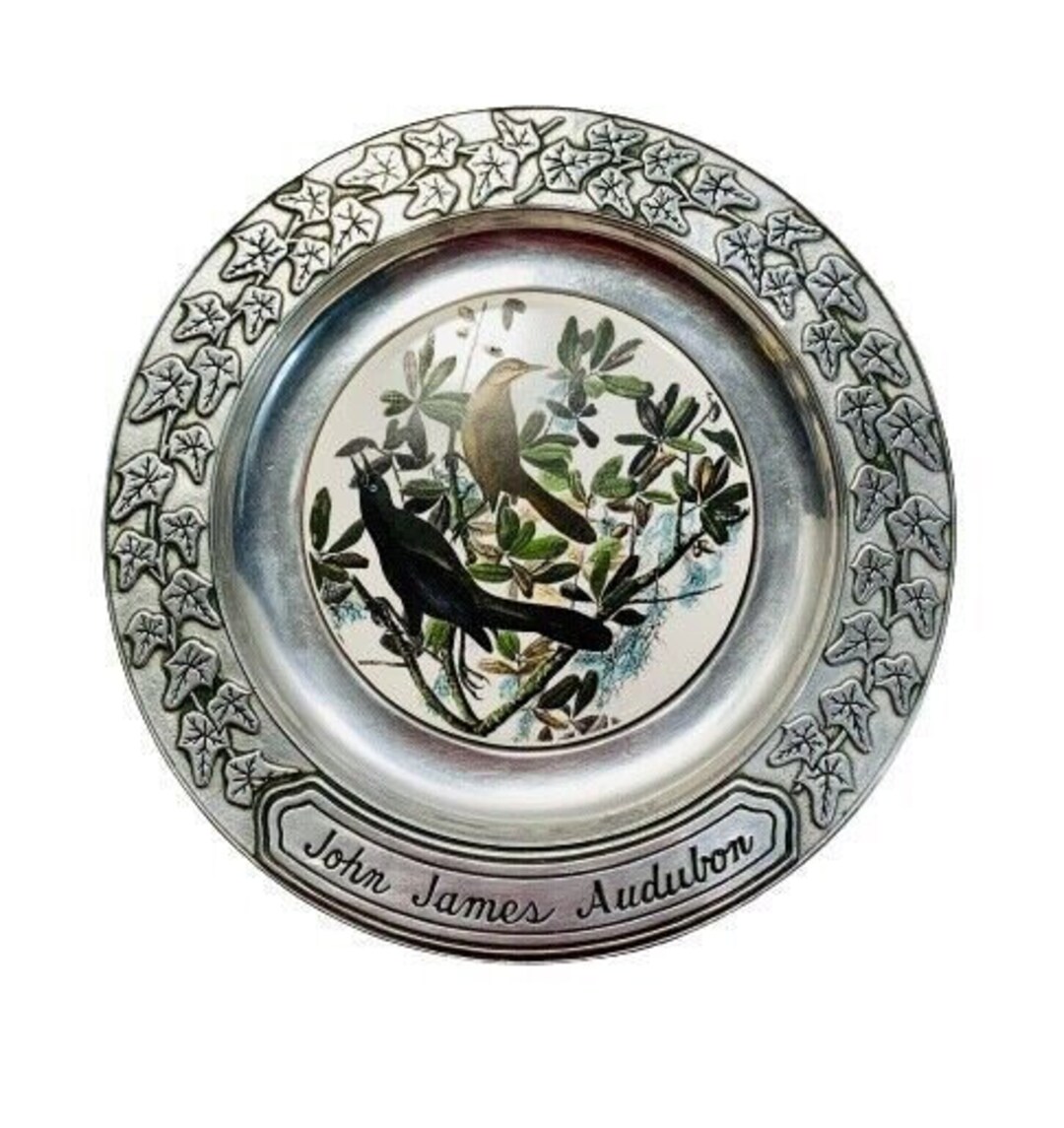 Wilton Armetale RWP Plate John James Audubon Birds Ivy Leaves Ceramic ...