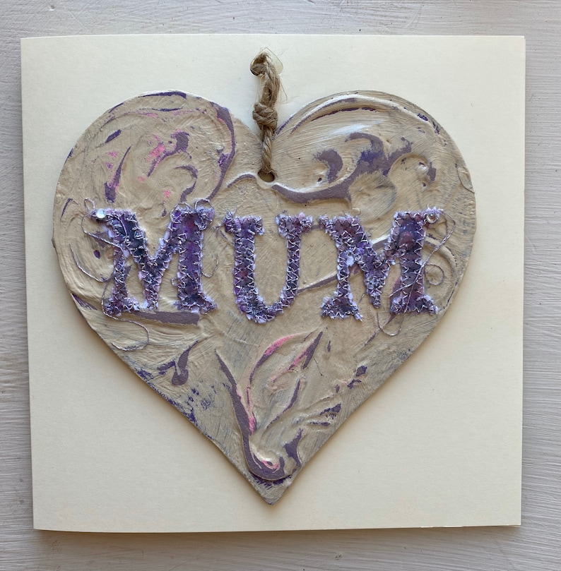 Fiddlestitch Mum Heart Mam Heart Hanging Heart Decoration | Etsy