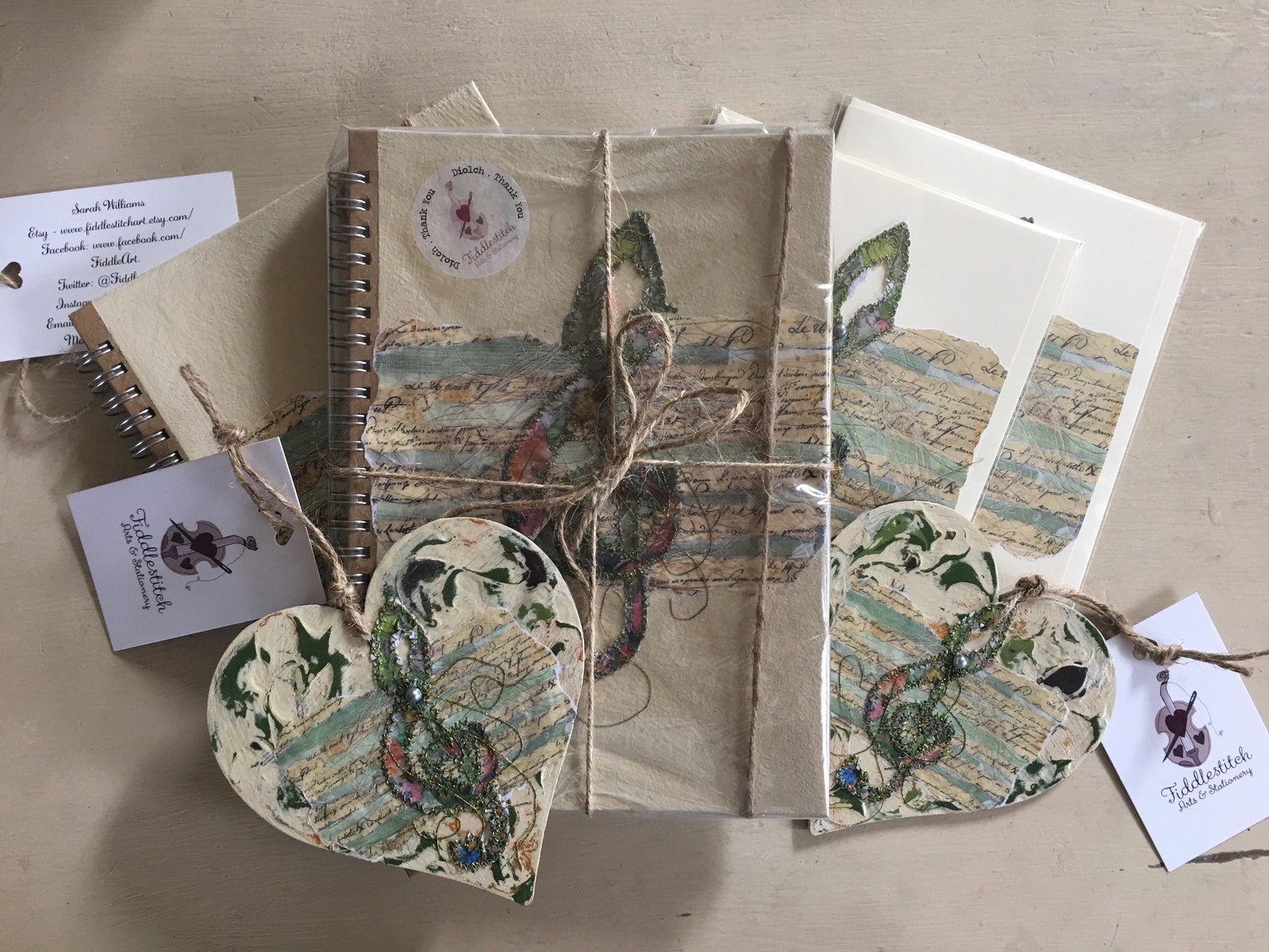 Fiddlestitch A5 Treble Clef Embroidered Notebook Journal | Etsy UK