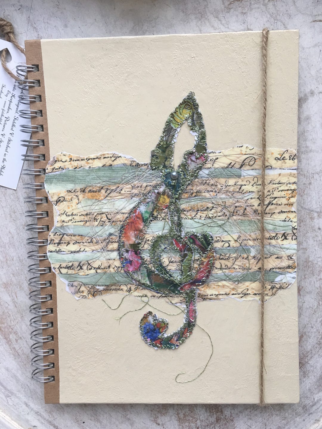 Fiddlestitch A5 Treble Clef Embroidered Notebook, Journal, Music Gift ...