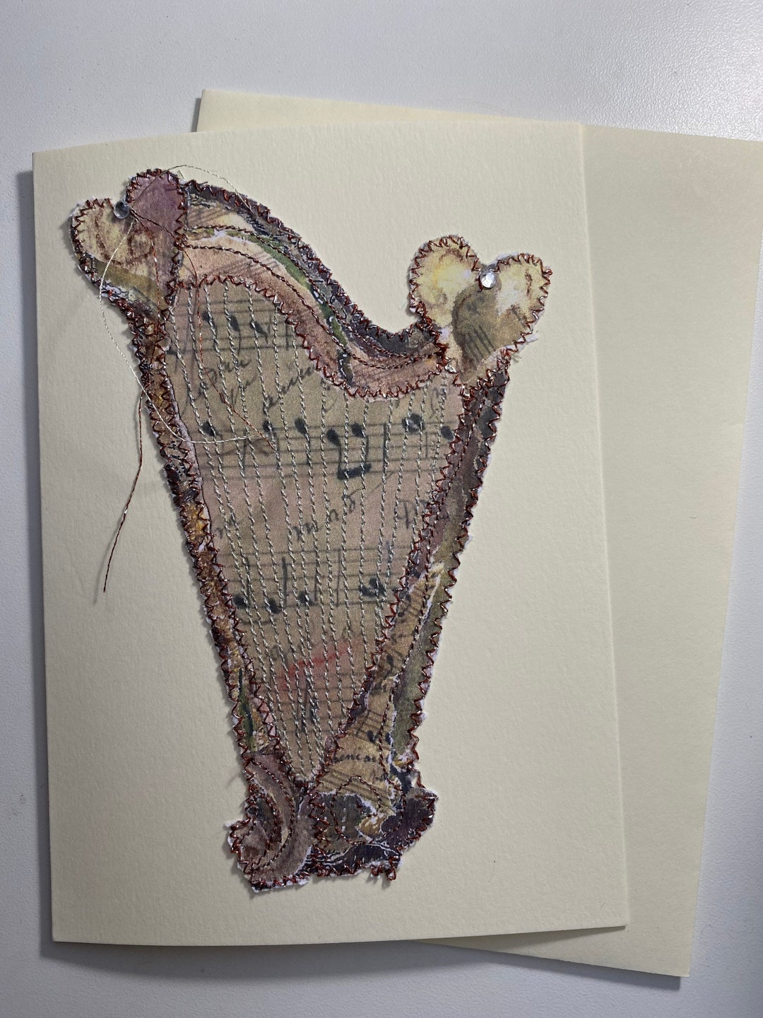 Fiddlestitch Harp Card, a Card for Harpists & Music Lovers - Etsy
