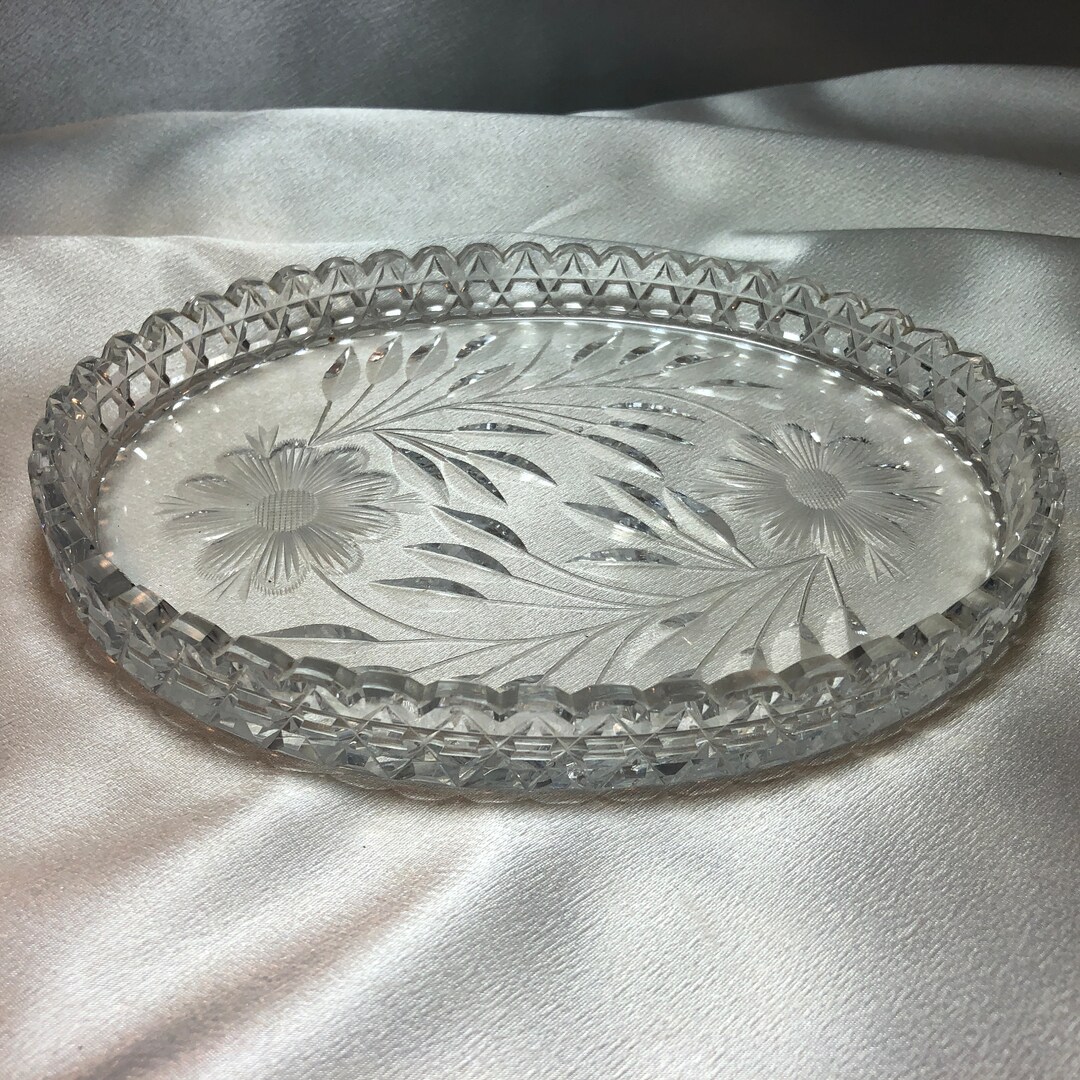 Exquisite Cut Glass Boudoir Tray Cut Glass, Tray, Boudoir Tray, Vanity ...