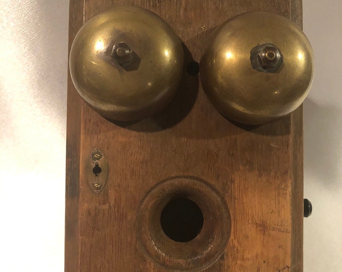 Vintage Oak Magneto Hand Crank Ringer Box, Western Electric, Ringer Box ...