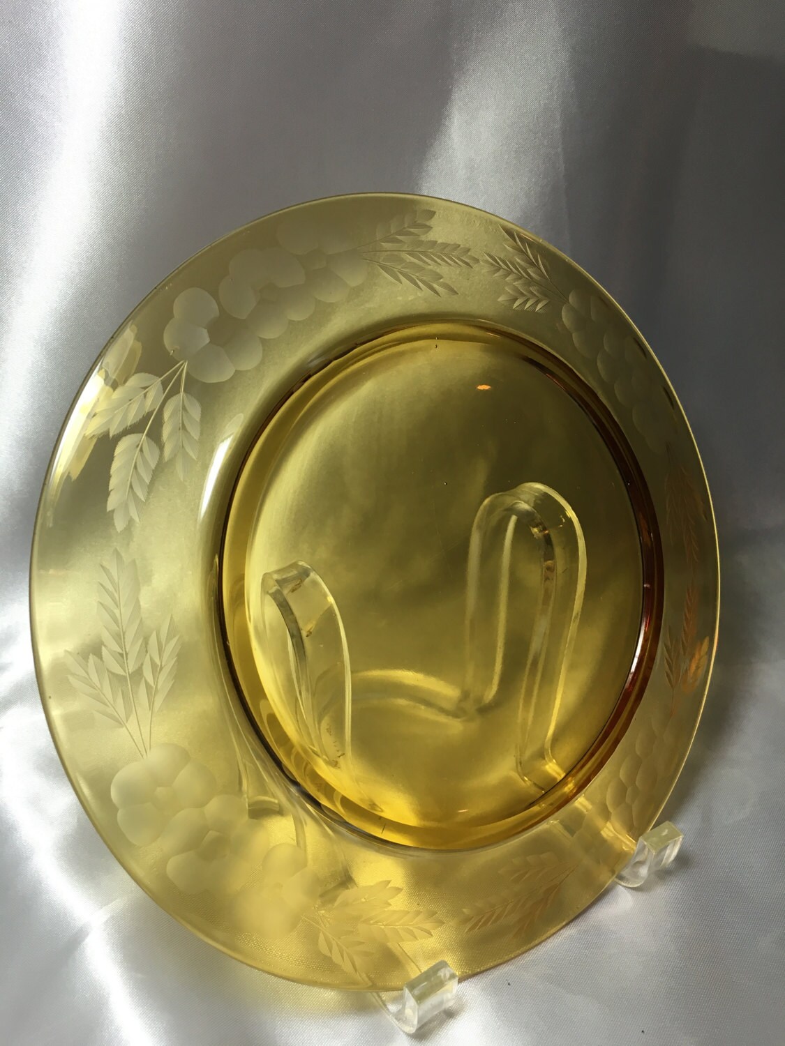 Amber Glass Etched Plates - Etsy