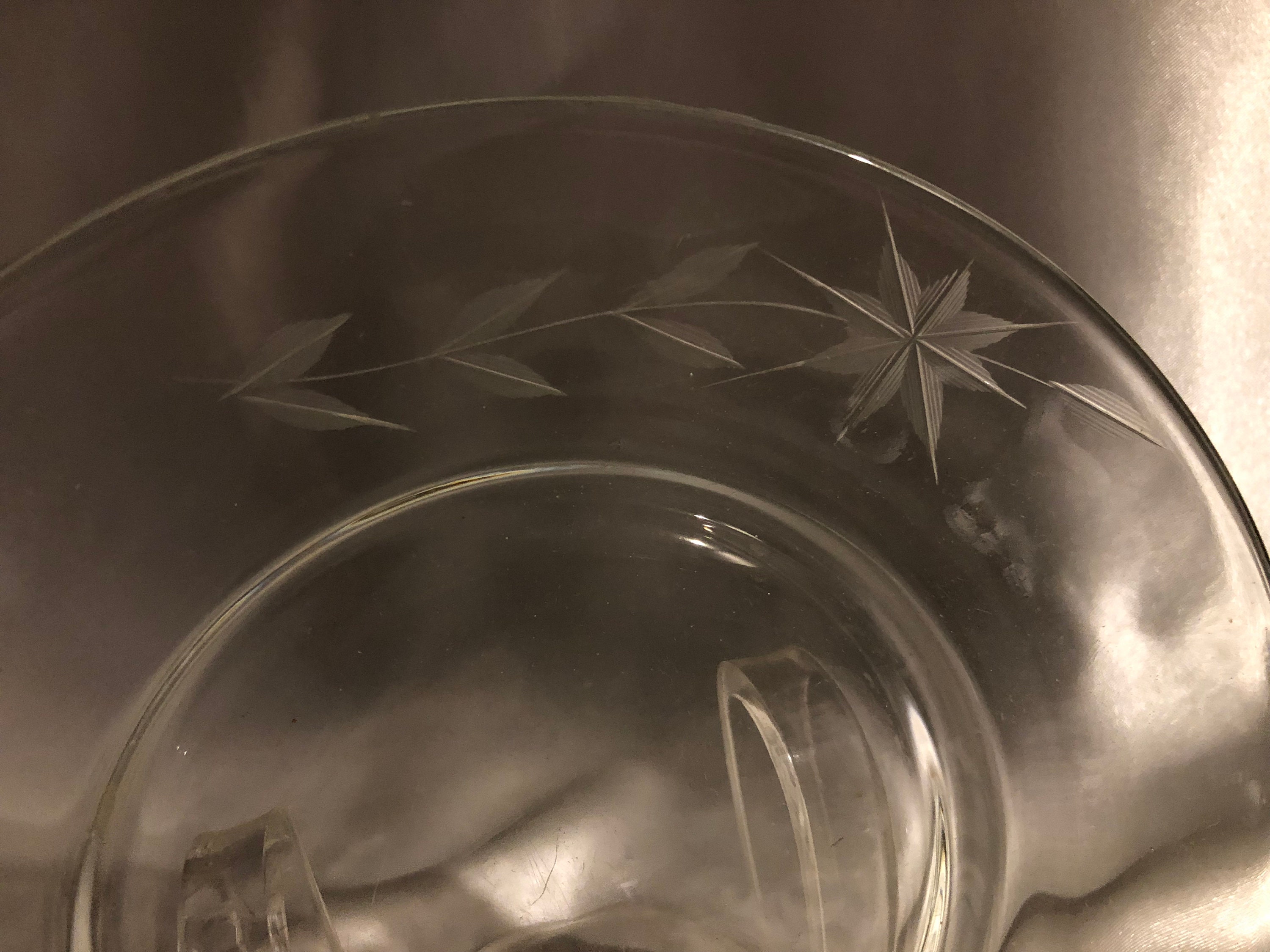 Two Glass Etched Plates - Starburst Design, Glass Plates; Etched Dish ...