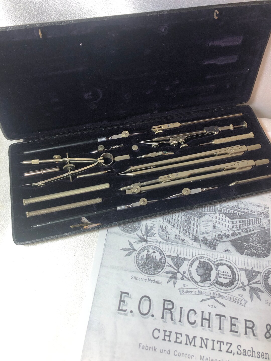 German Präcision E O Richter & Co. Drafting Set 16 Pieces, Drafting ...