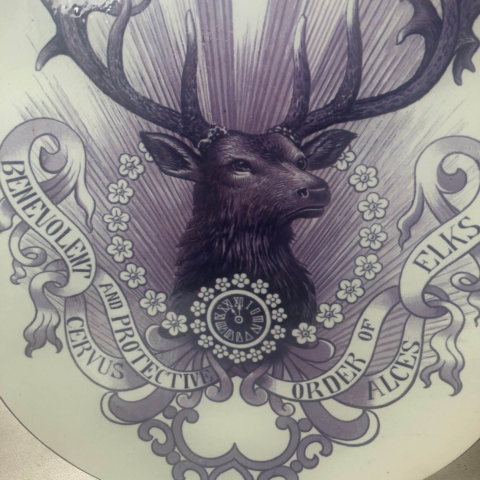 Mettlach Elks Wall Plaque or Shield; Benevolent Cervus and Protective ...