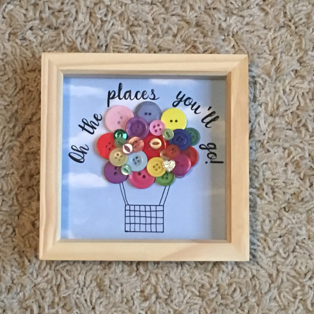 Hot Air Balloon Button Art in Frame Buttonart Framed Art - Etsy