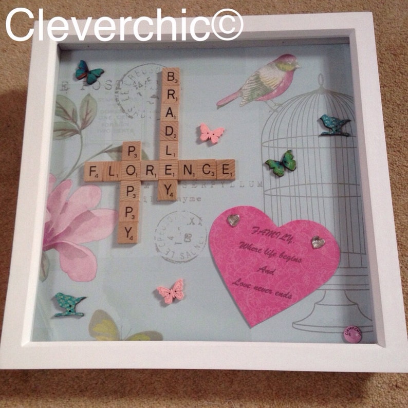 Scrabble Art Box Frame Family Scrabble Tile and Quote large | Etsy