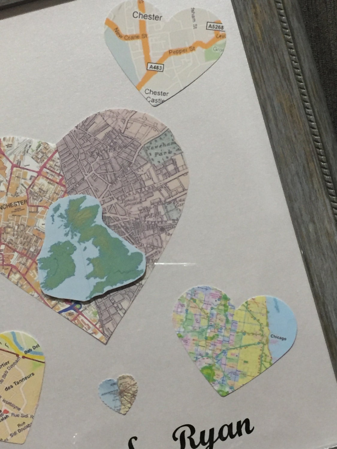 Marco de mapa de amor mapas a mi marco del corazón marco de - Etsy España