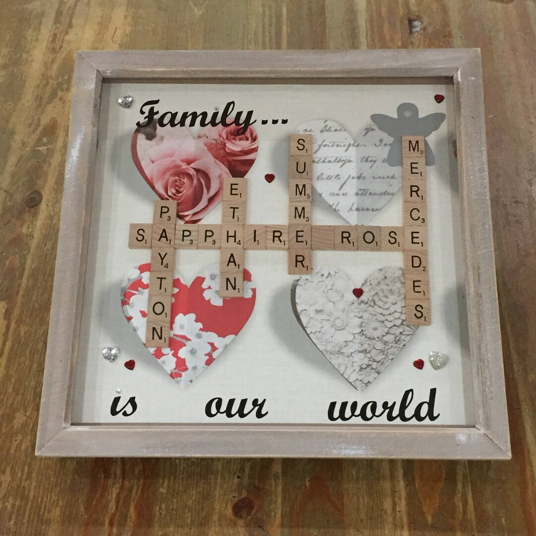 Scrabble Art Box Frame, Family Scrabble Tile and Quote Large Box Frame ...