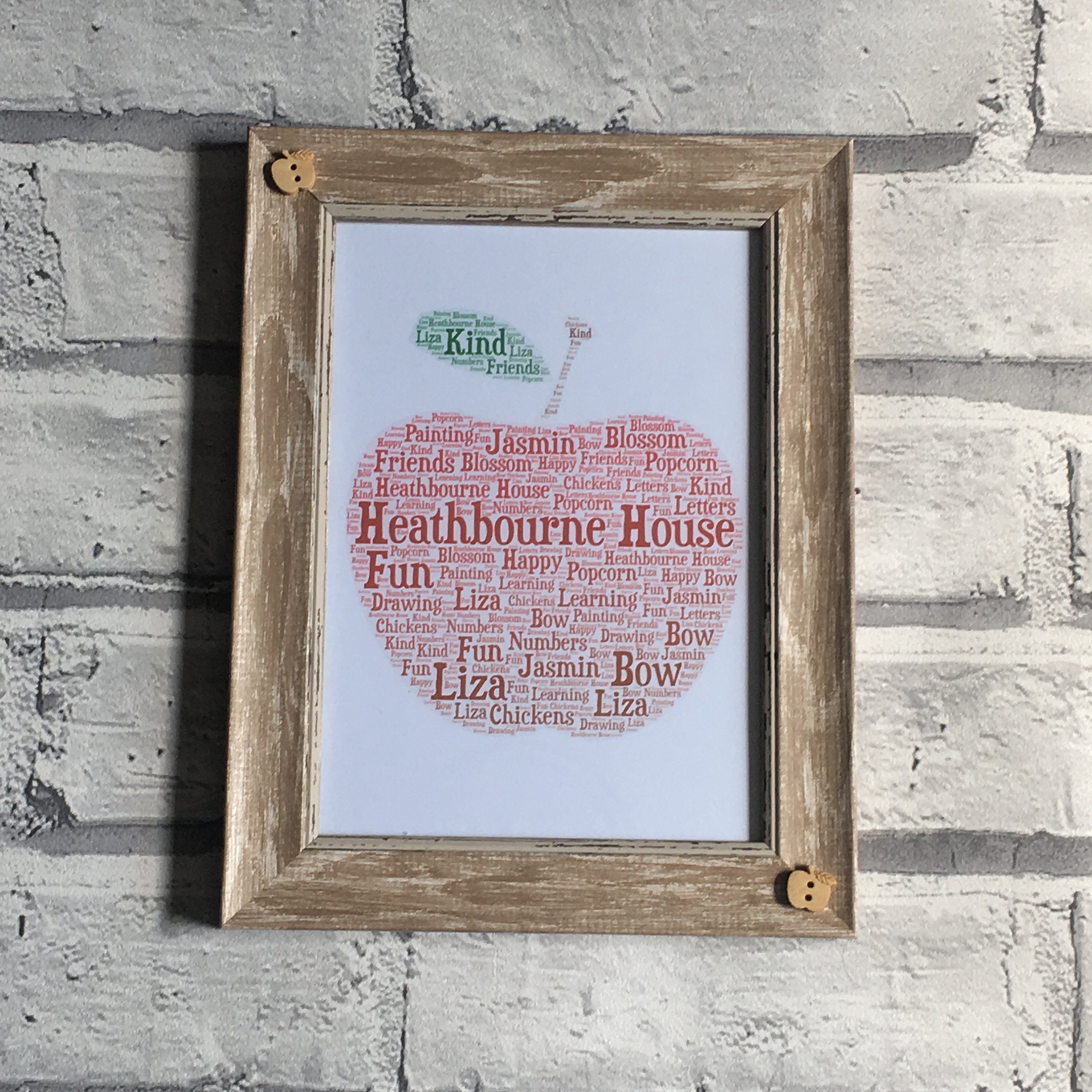 Word Cloud Shape 5x7 framed Typography Framed Word Art Print | Etsy