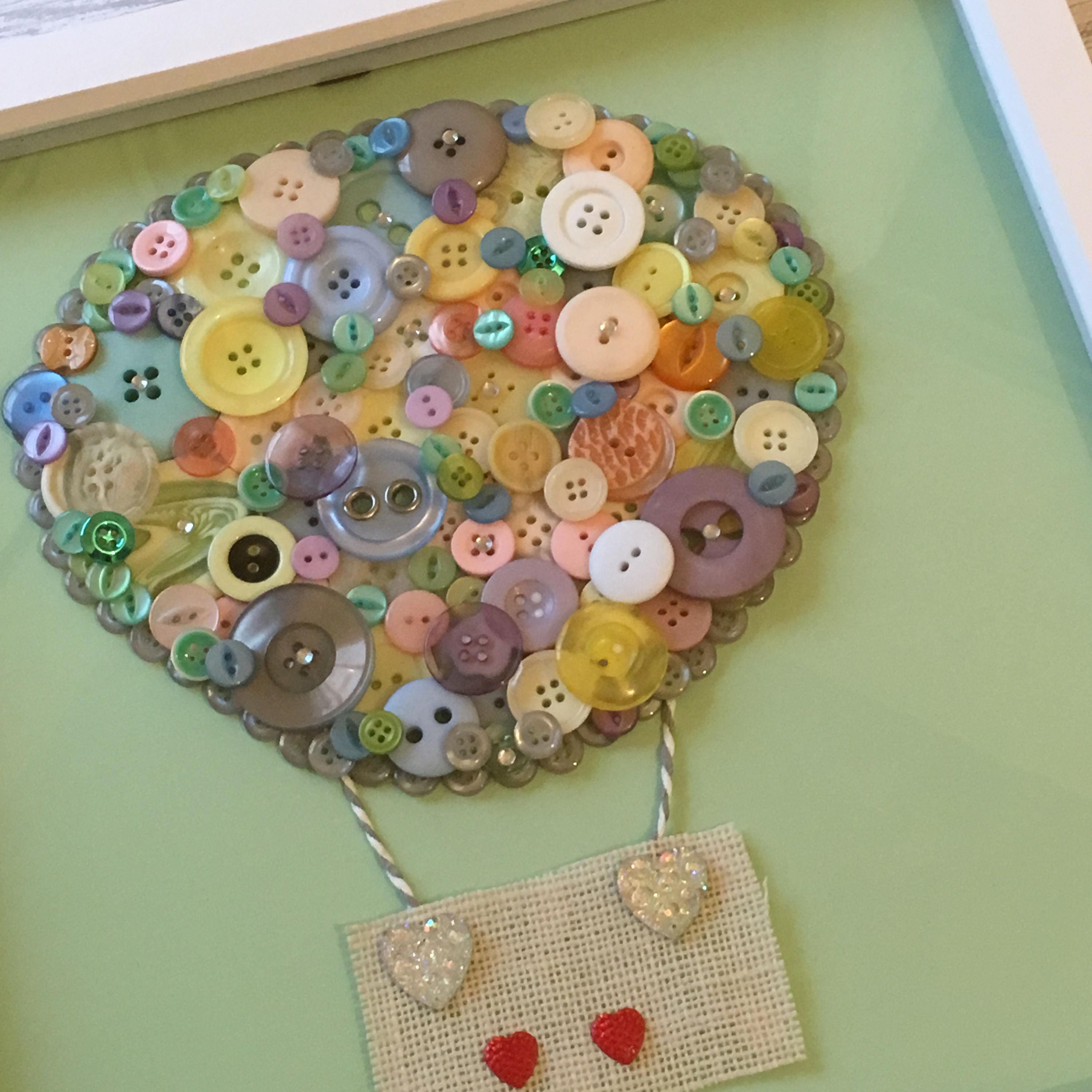 Framed Hot Air Balloon Button Art, Nursery Decor - Etsy UK
