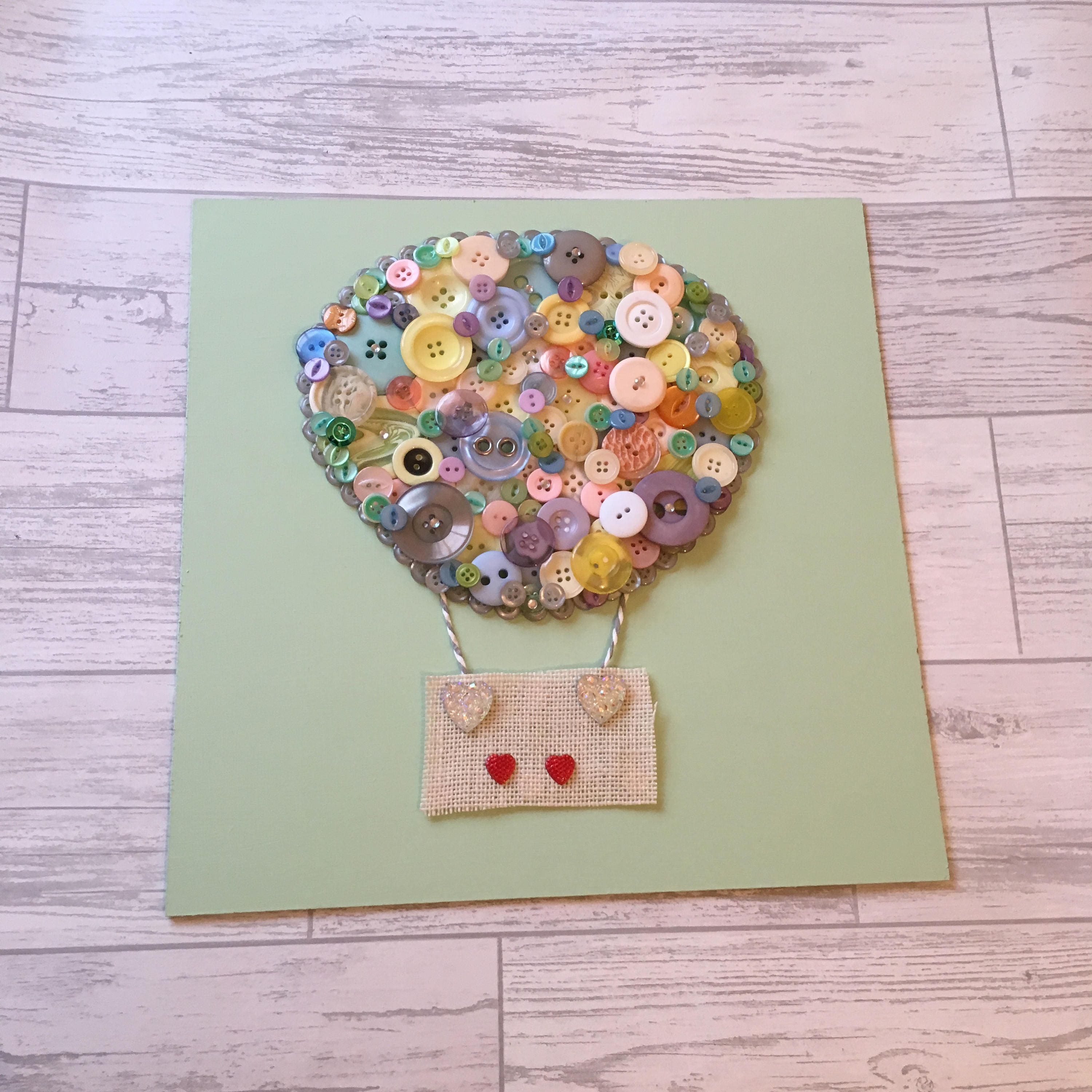 Hot Air Balloon Button Art in Frame Button Art Balloon - Etsy UK