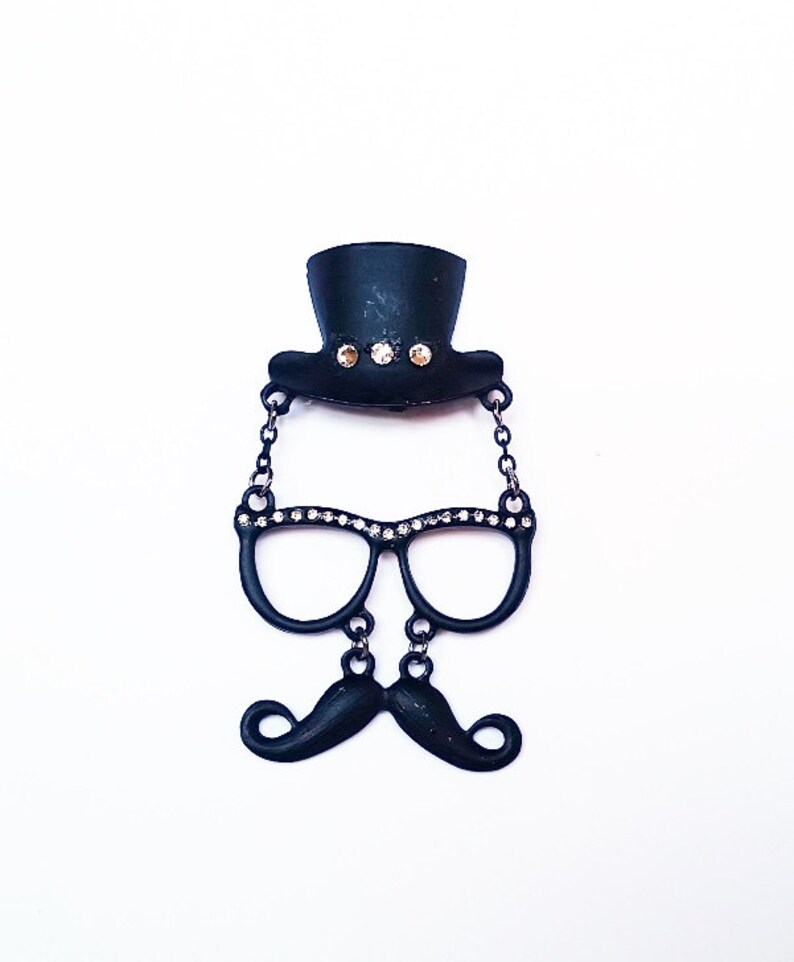 Magnetic Eyeglass Holder Brooch Top Hat And Mustache Etsy