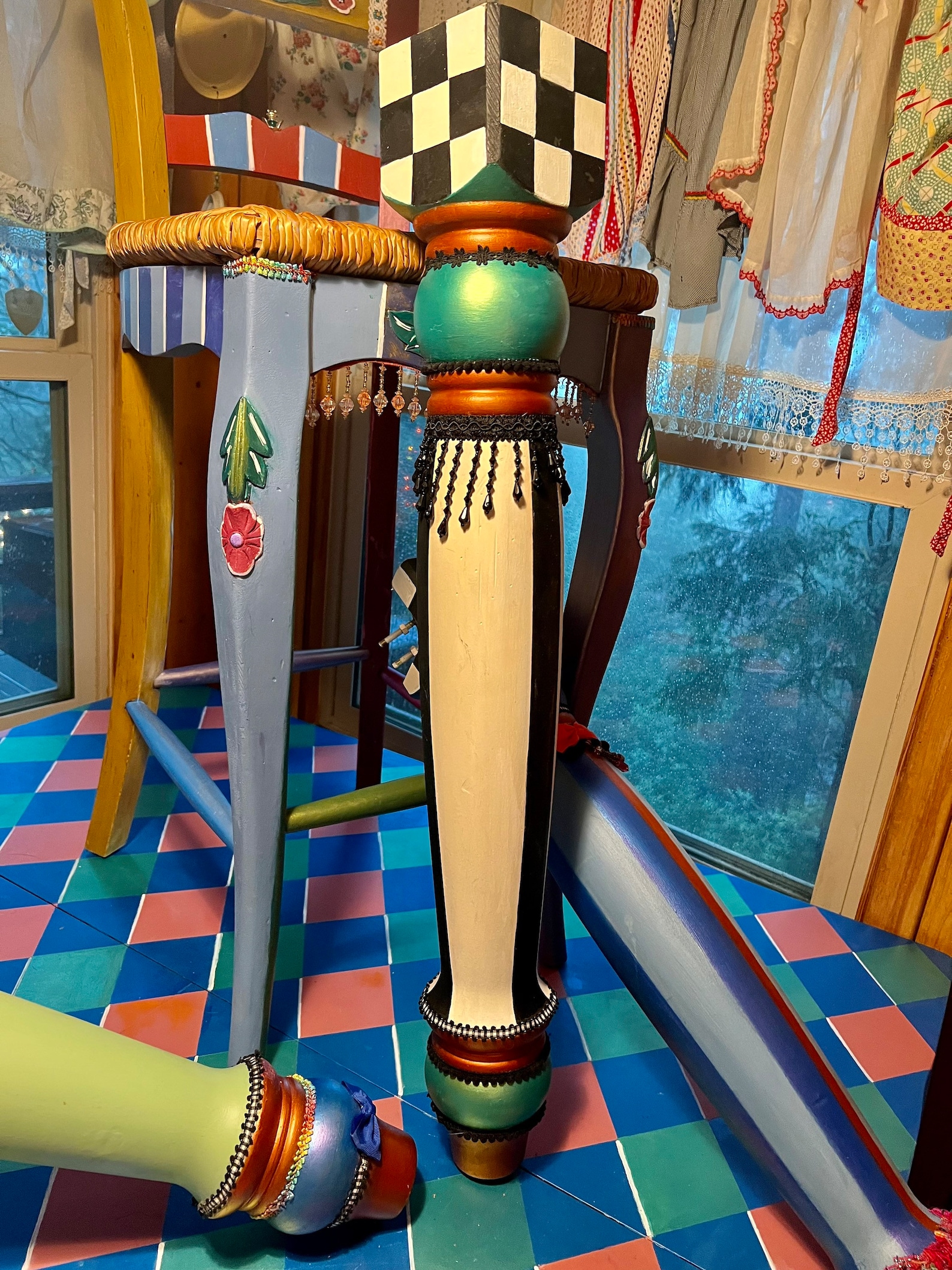 Large Craft Table Hand Painted. Whimsical , Harlequin Design . Custom ...