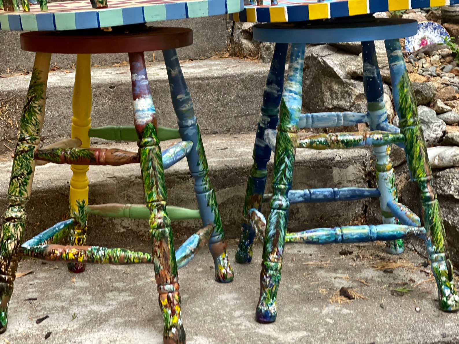Custom Made Nature Stools Hand Painted With Your Theme - Etsy