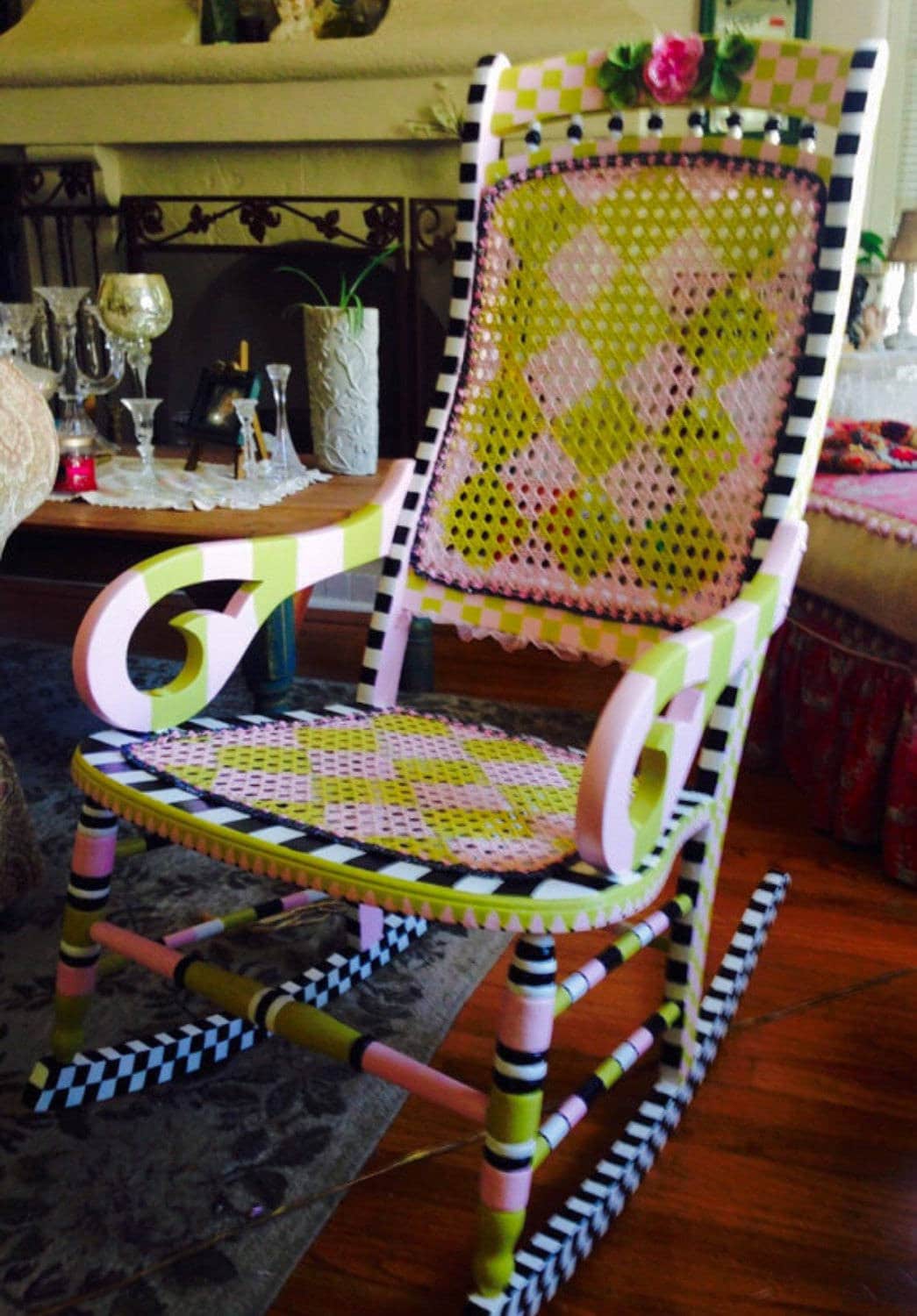 Hand-painted Whimsical Rocking Chair: Custom Vintage Design - Etsy