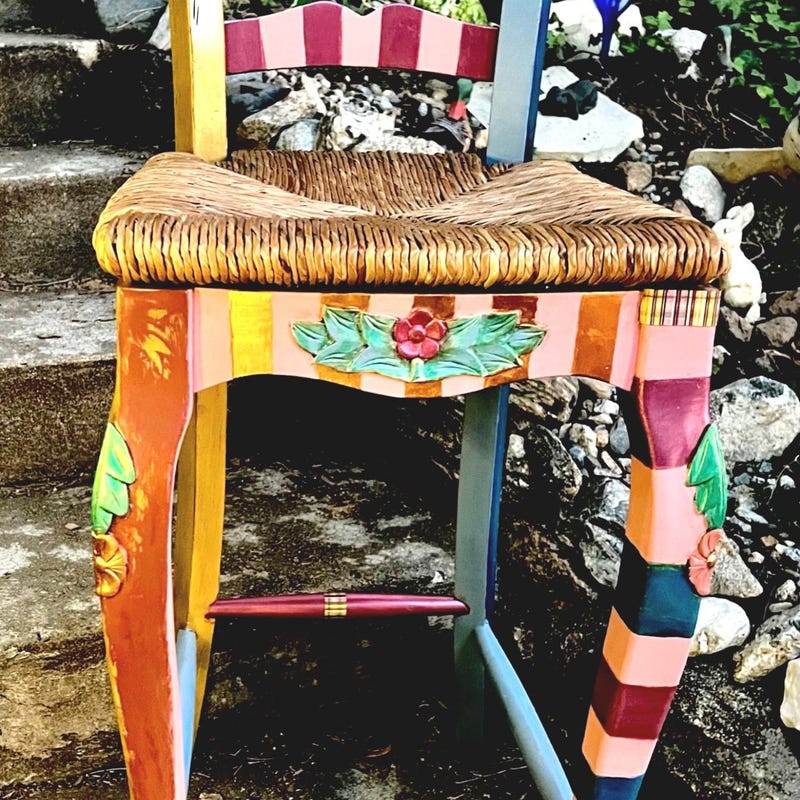 Whimsical Painted Stool - Etsy