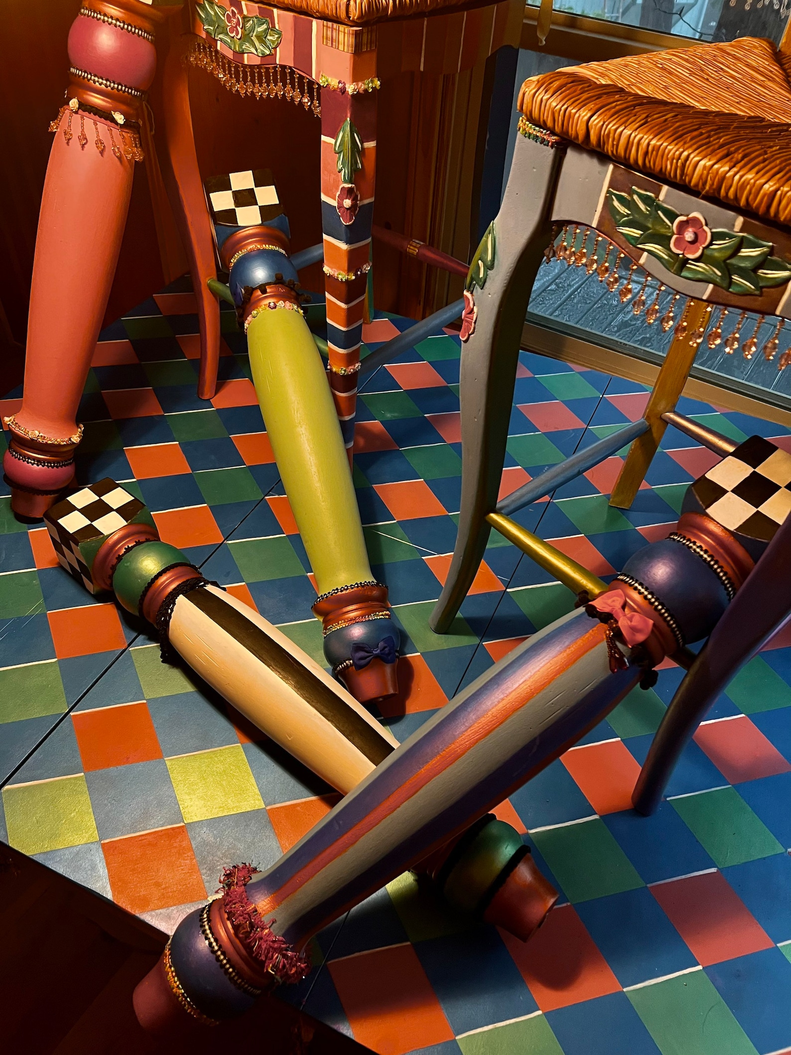 Large Craft Table Hand Painted. Whimsical , Harlequin Design . Custom ...