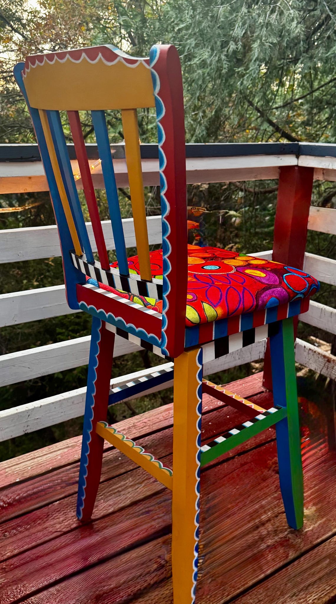 Crazy Colorful Bar Stools. Hand Painted. Upholstery Custom Made .your ...
