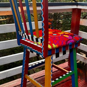 Crazy Colorful Bar Stools. Hand Painted. Upholstery Custom Made .your ...