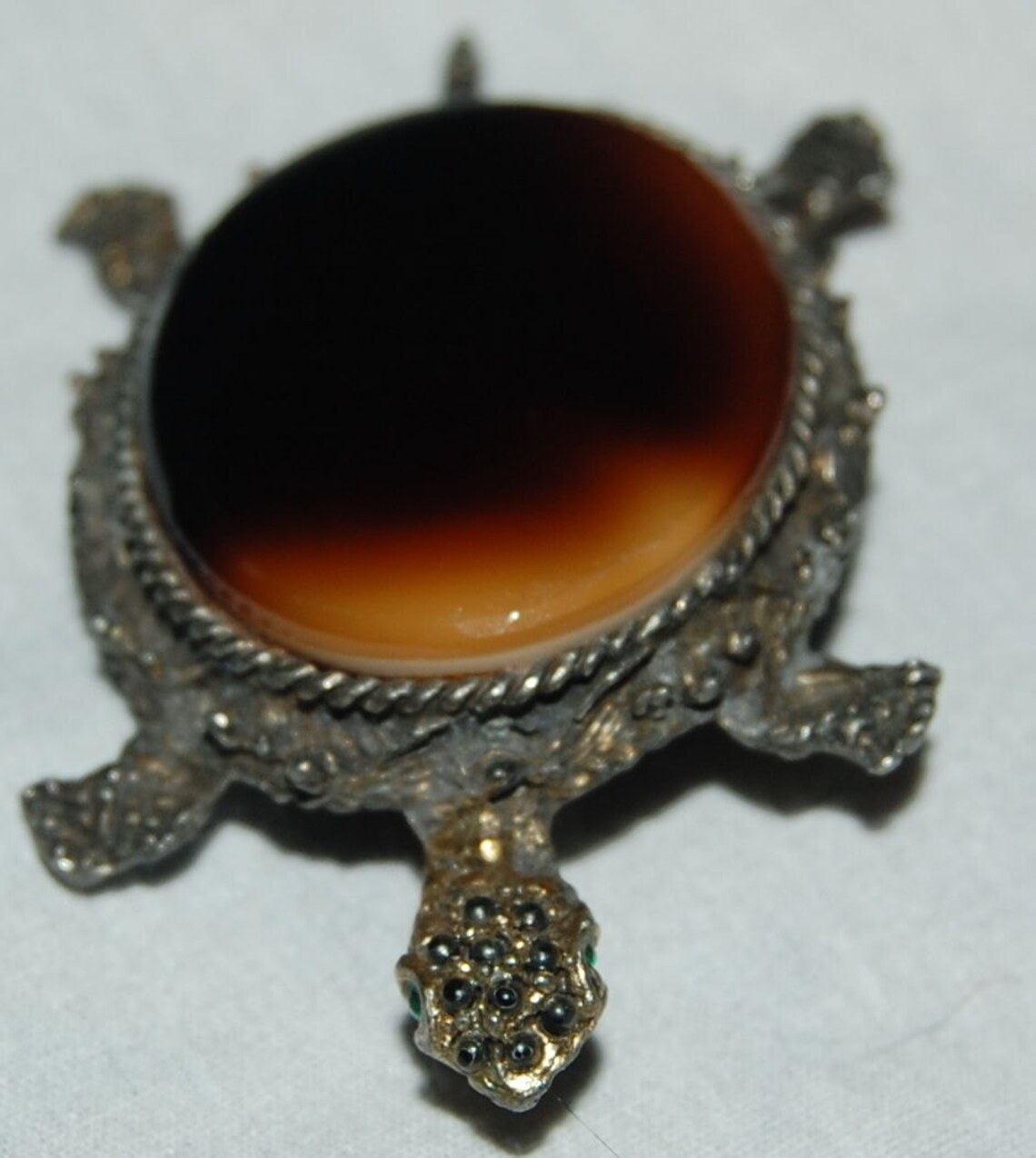 Antique Turtle Green Emerald Eyes Amber Brown Red Faux Tortoise Shell ...