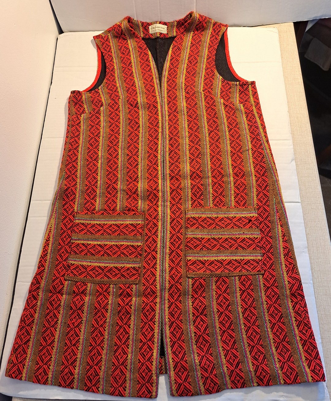 True Vintage Retro Hippie Maude Style Long Vest by Coddington Sportwear ...