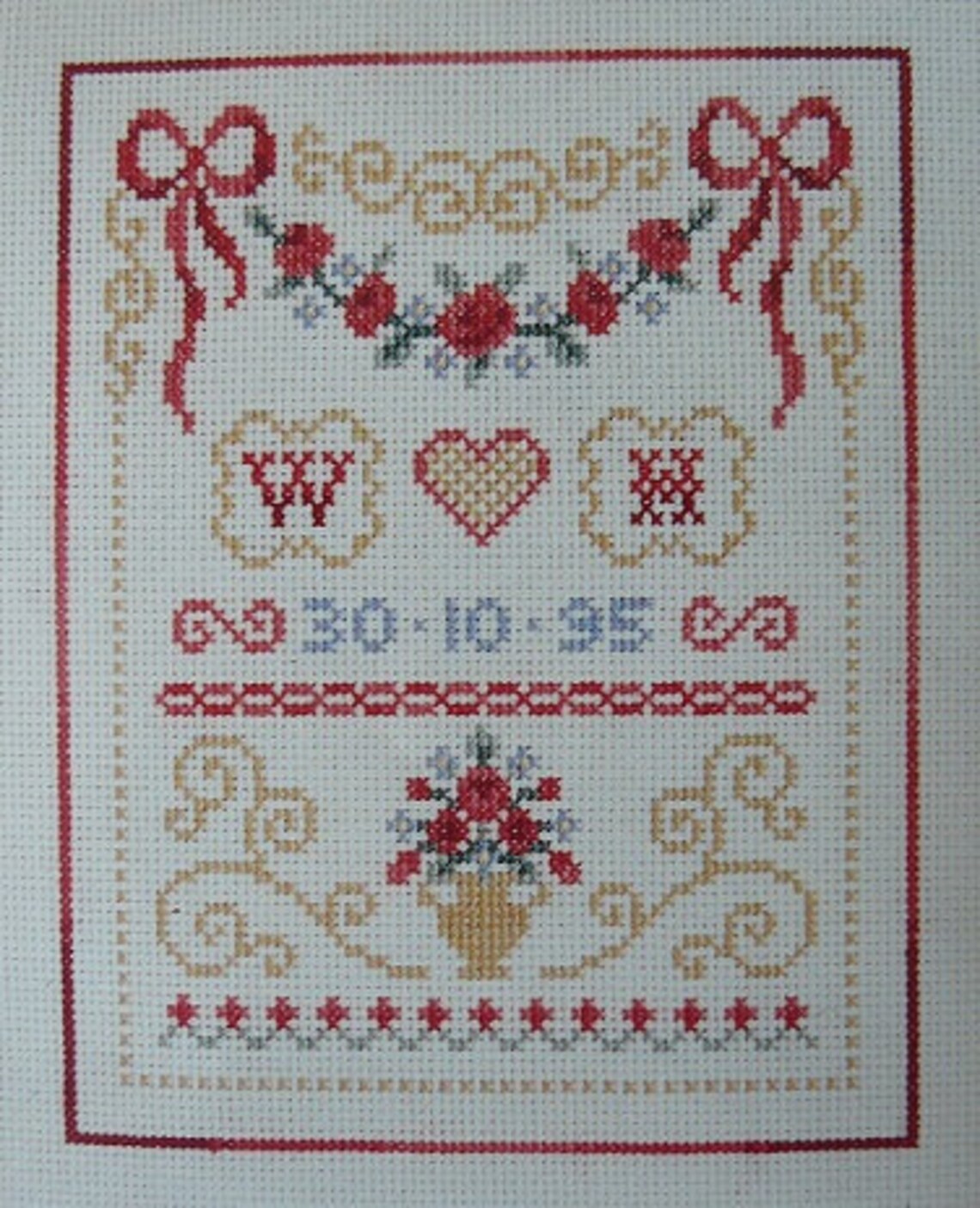 CSM 505 Ruby Wedding Bows Anniversary Cross Stitch Sampler Kit - Etsy