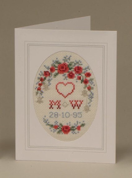 CD 566 Ruby Wedding Anniversary Cross Stitch Card Kit - Etsy Sweden
